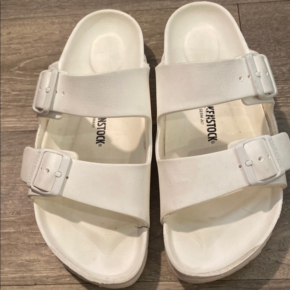 Birkenstock | Shoes | Birkenstock Plastic White Twostrap Sandals With ...